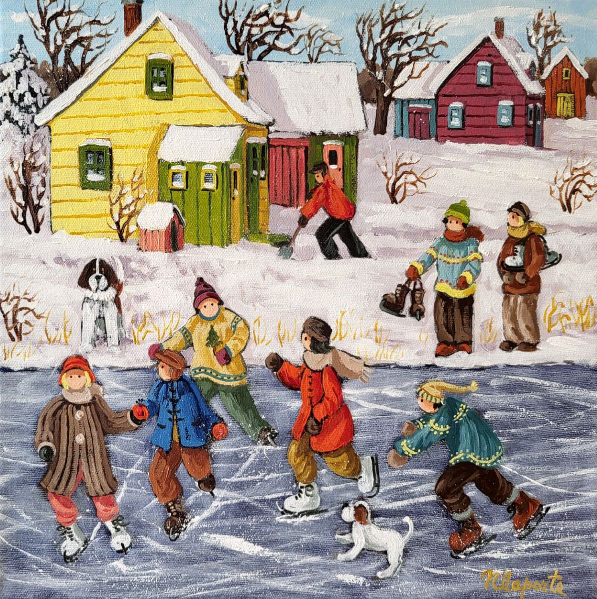 Nicole Laporte, Sur la petite rivière gelée! - Oeuvre originale ...